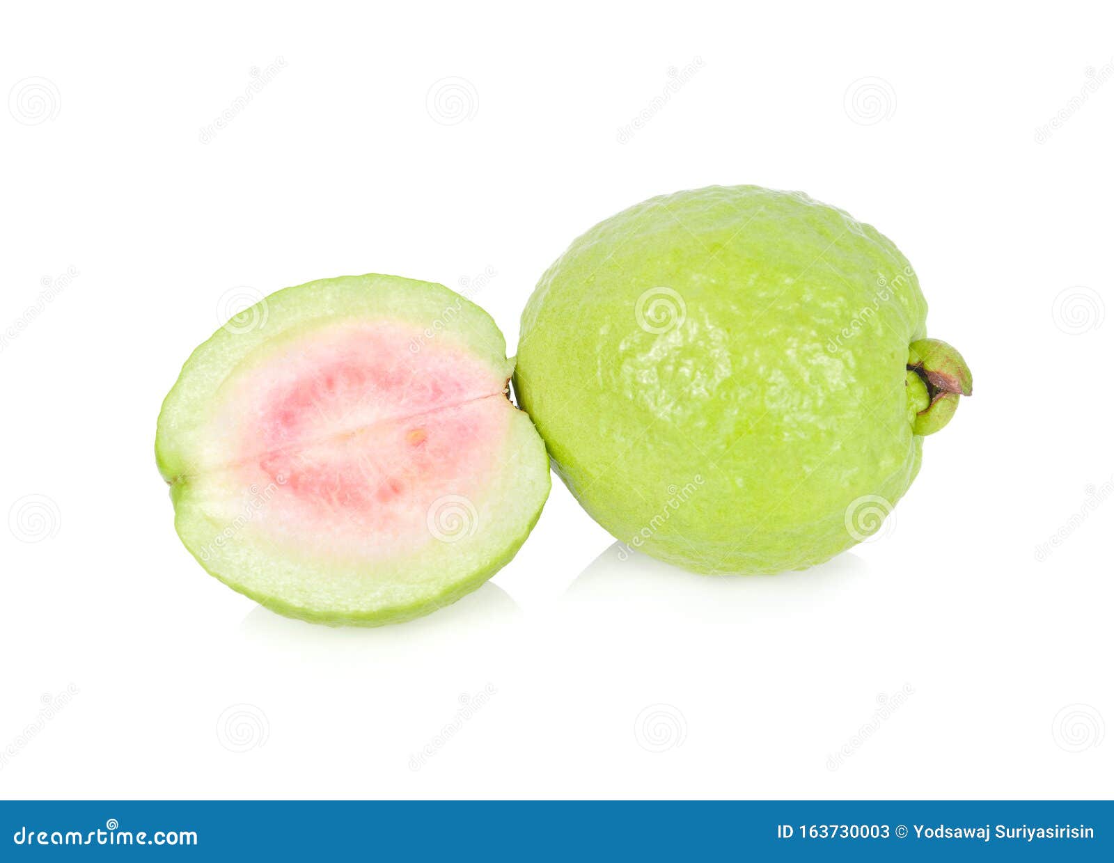 Whole And Half Cut Fresh Ripe Pink Guava On White Background Stock ...