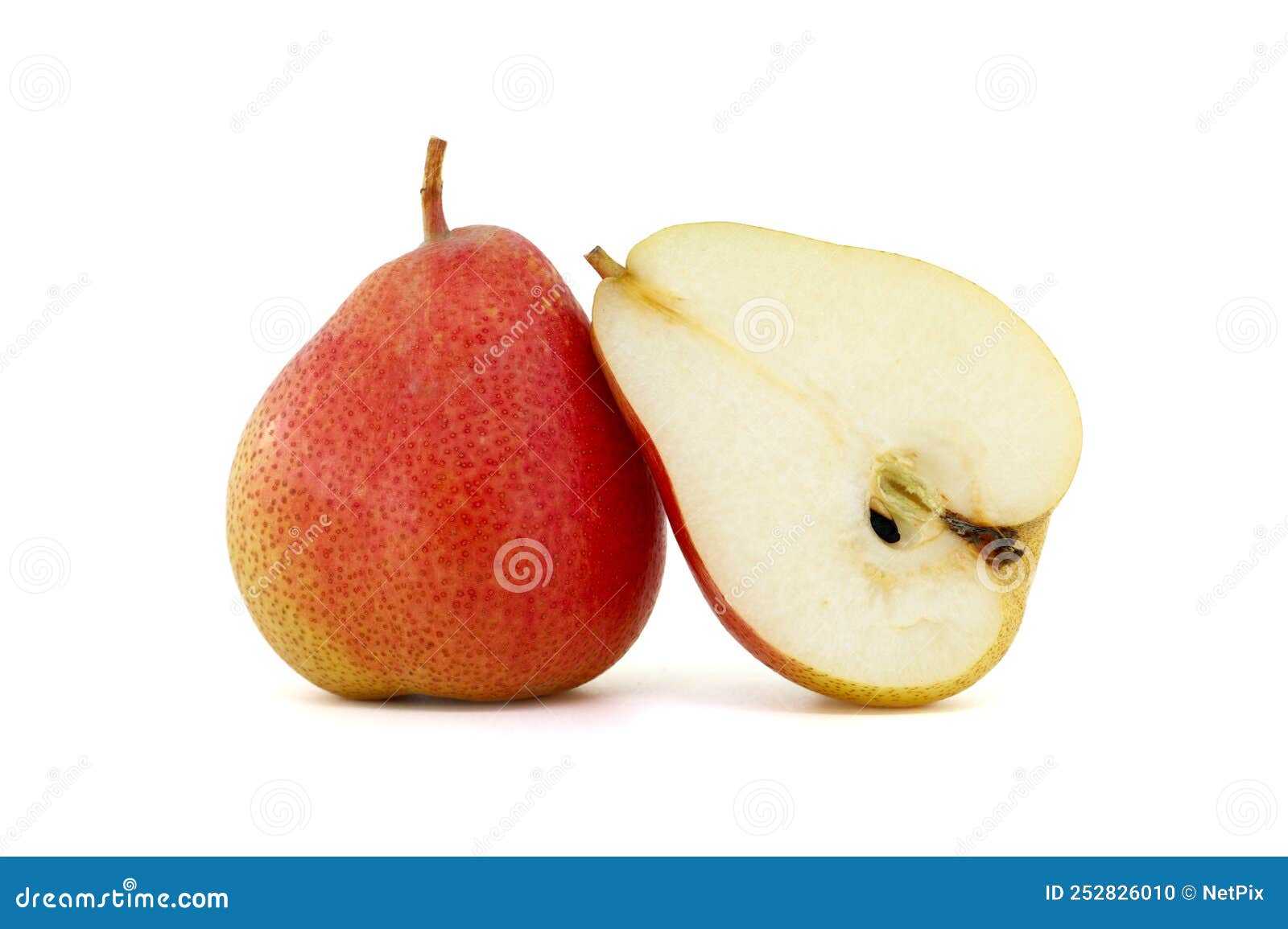 Whole and Half Cut Pears on White Background Stock Photo - Image of ...