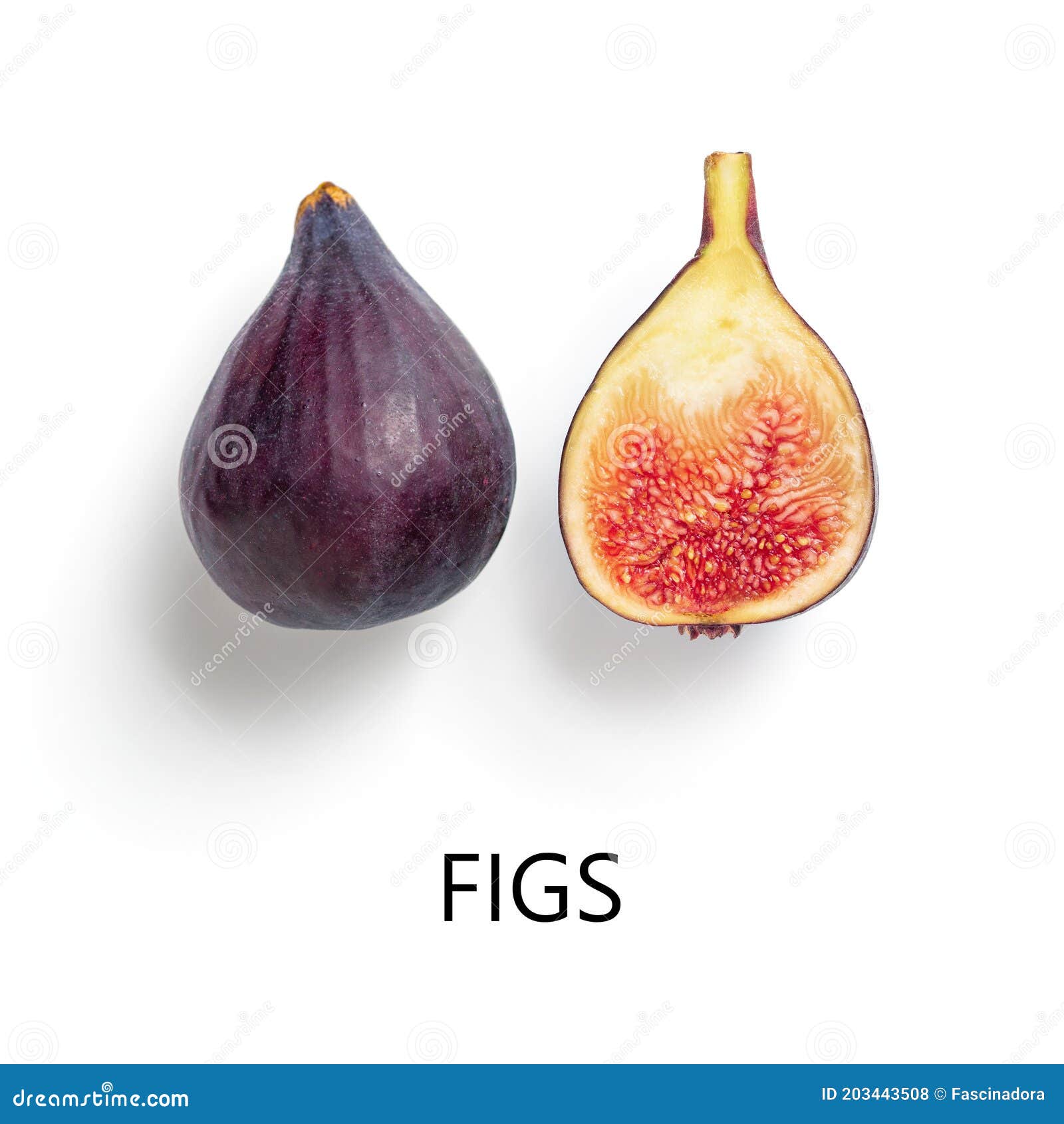 Whole and Half Figs Isolated Topview Stock Photo - Image of ripe ...