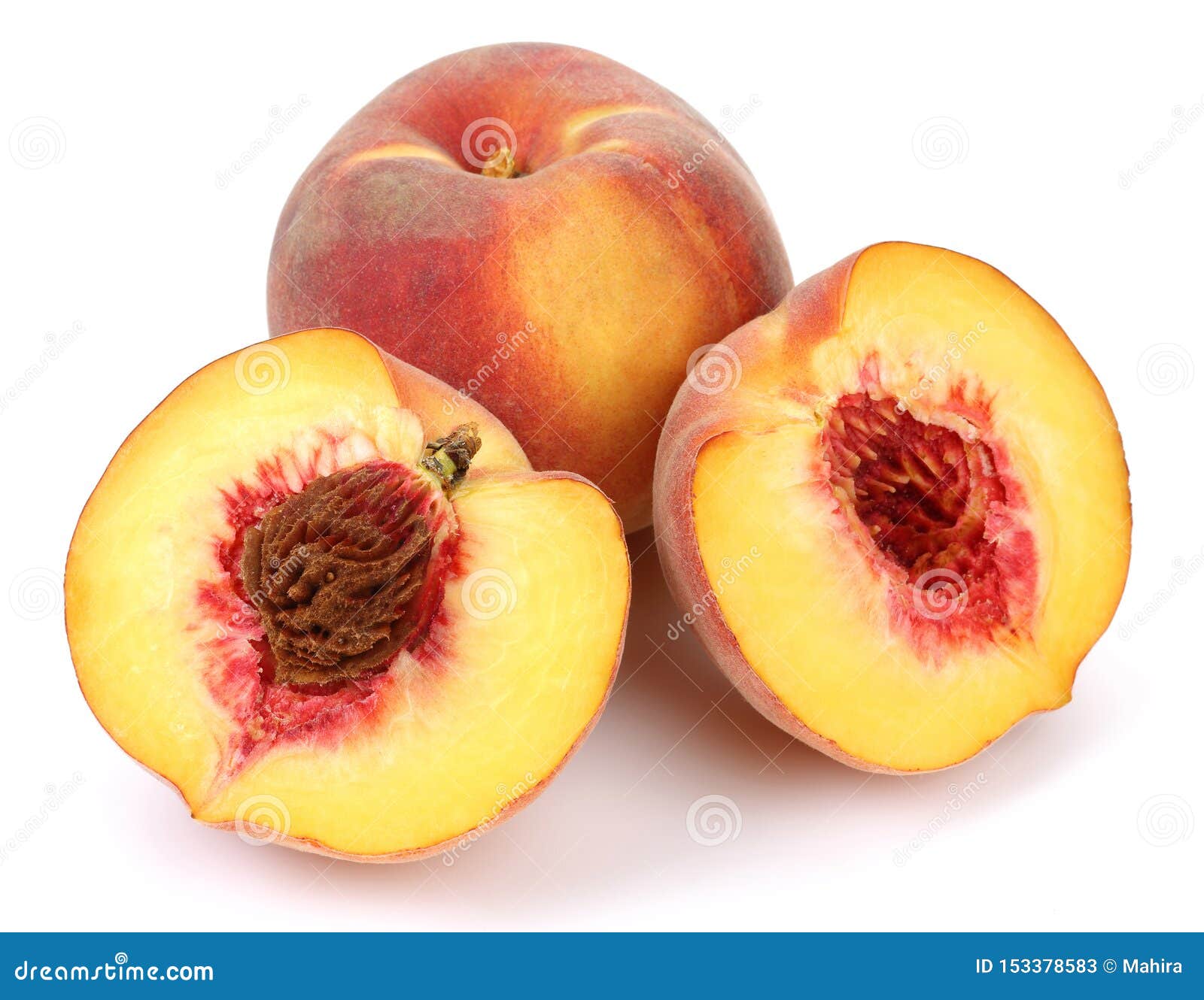Whole and Half Peach Fruits Isolated Stock Image - Image of dinner ...