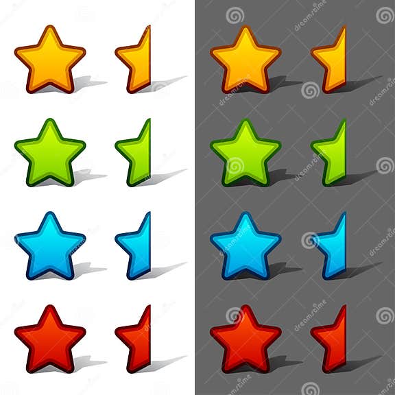 Whole and Half Rating Stars with Shadow Stock Vector - Illustration of ...