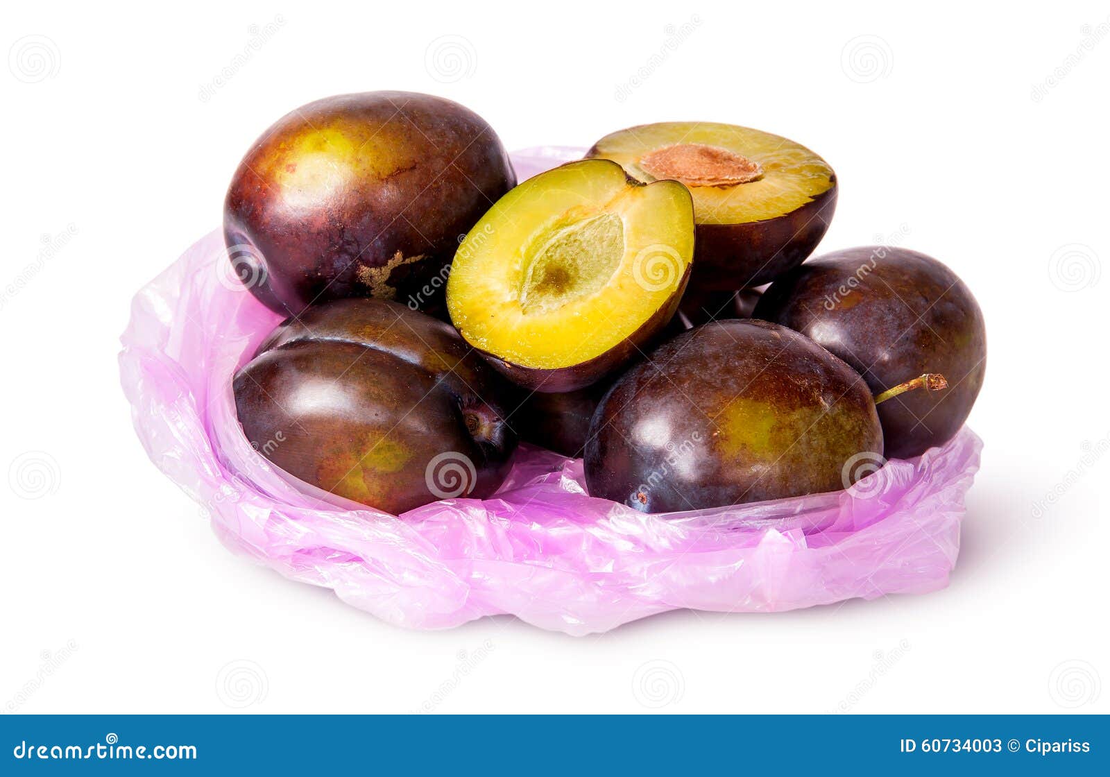 Whole Half Violet Plums Plastic Bag Stock Photos - Free & Royalty-Free ...