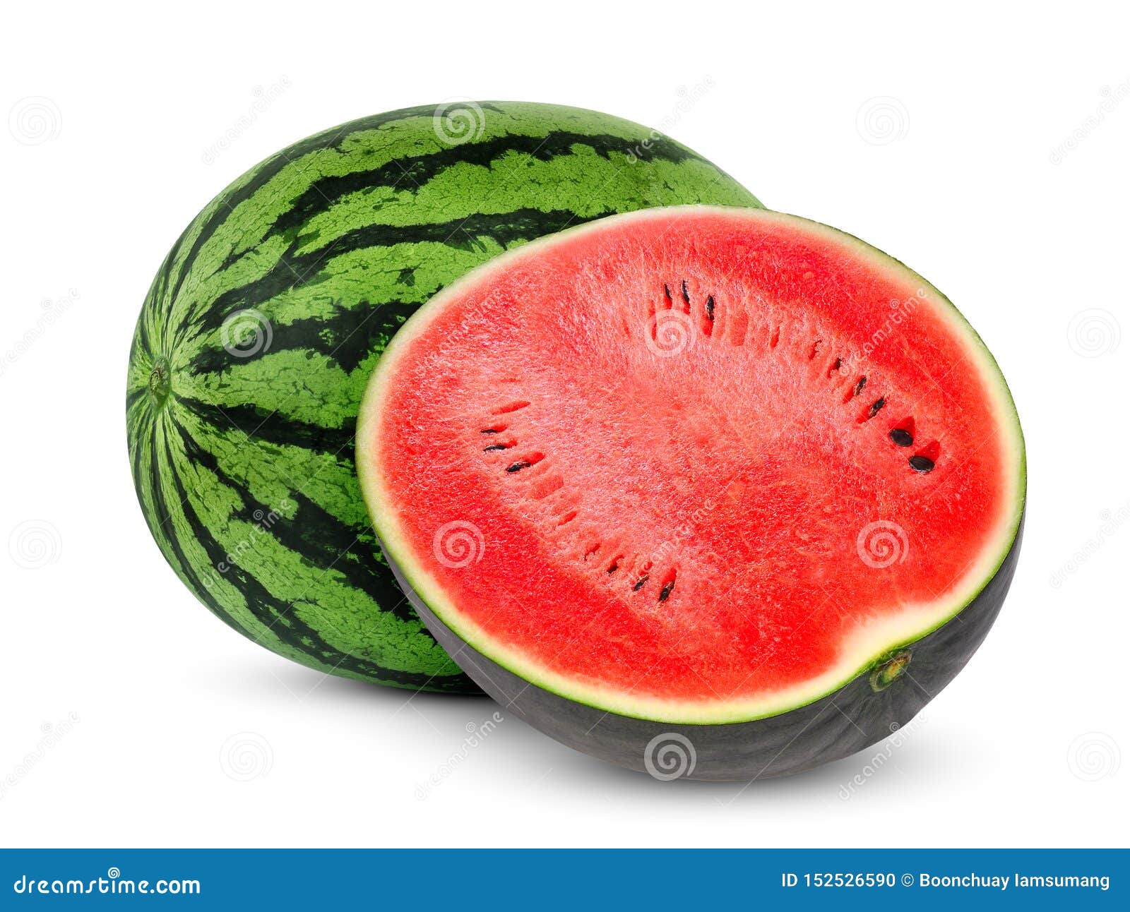 Whole and Half Watermelon Isolated on White Stock Photo - Image of ...