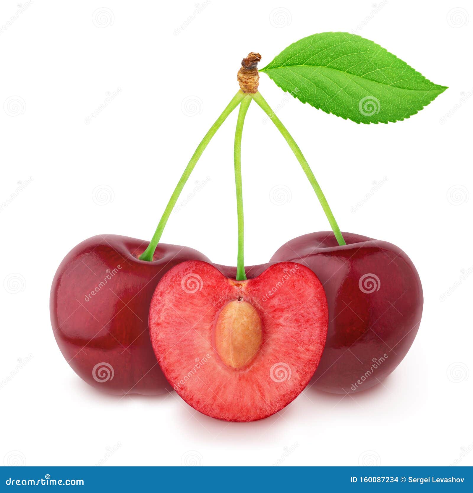 Whole and Halved Cherries Isolated on a White. Stock Photo - Image of ...