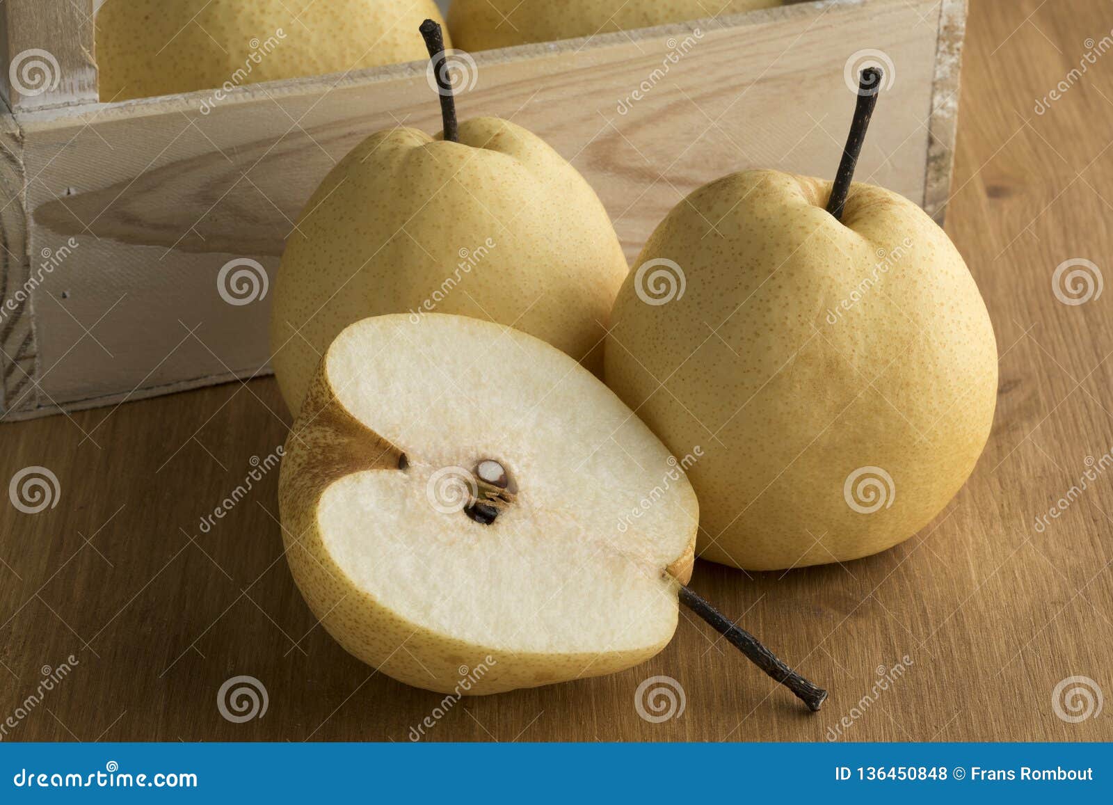 Whole and Halved Fresh Chinese Pear Stock Photo - Image of seeds ...