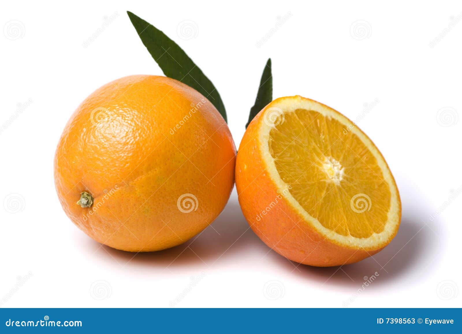 Whole and halved orange stock image. Image of citrus, leaves - 7398563