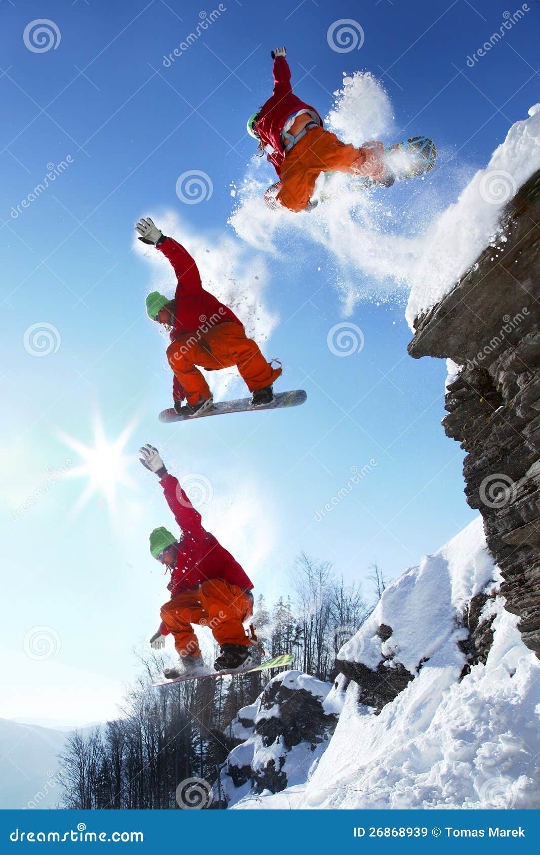The Whole Jump of Snowboarder Stock Image - Image of active, energy ...