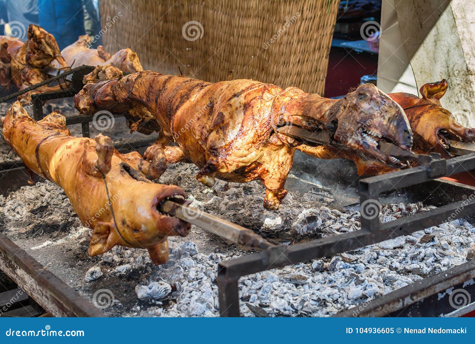 A Whole Lamb Being Roasted on a Fire Stock Image - Image of food ...