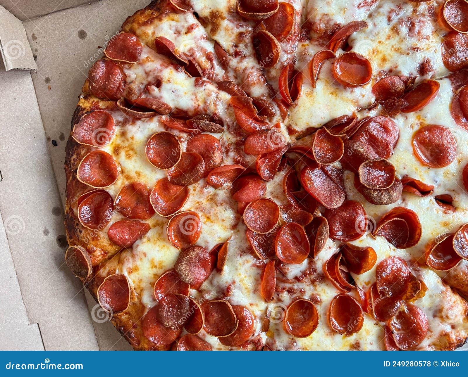 Large Pepperoni Pizza On Wooden Table Stock Photo | CartoonDealer.com ...
