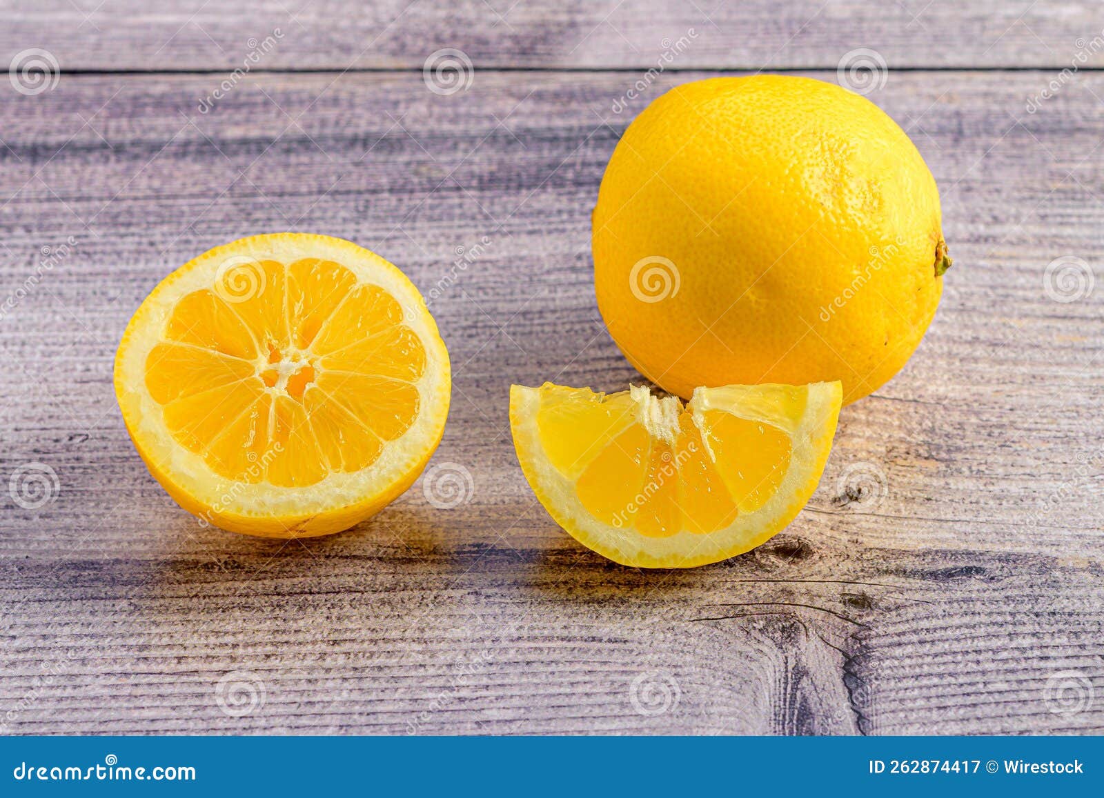 Whole Lemon and Another Cut into Two Pieces Stock Image - Image of ...