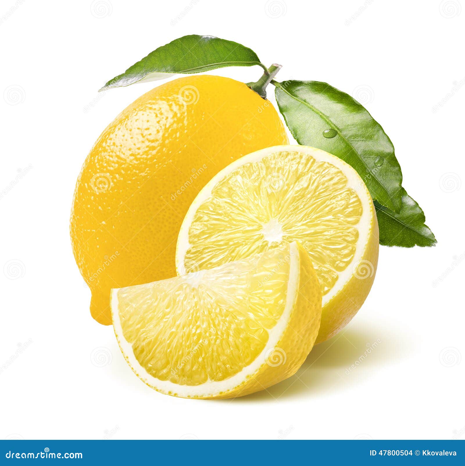 Whole Lemon, Half and Quarter Slice Isolated on White Stock Photo ...