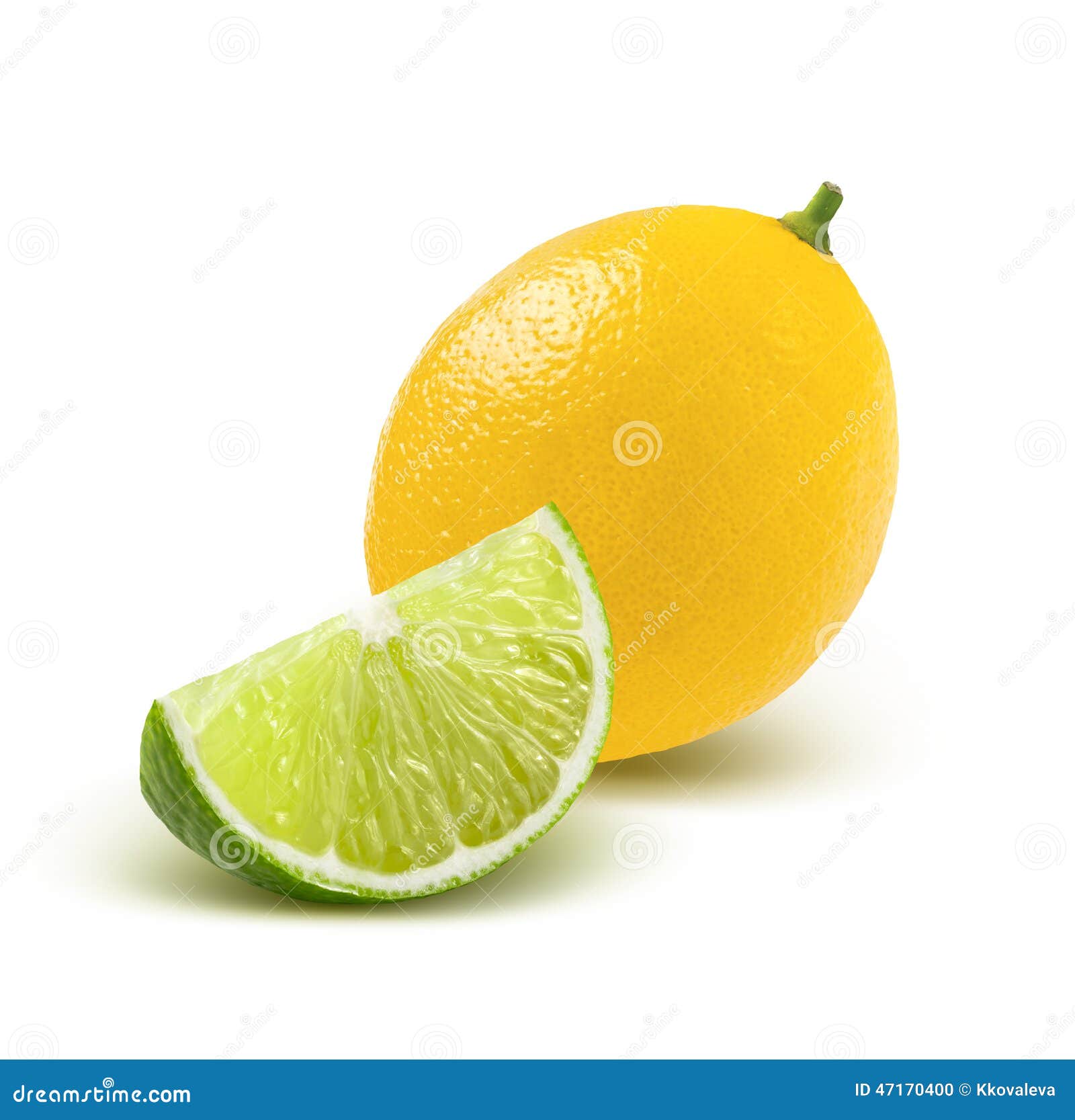 Whole Lemon And Quarter Lime Piece Isolated On White Stock Photo ...