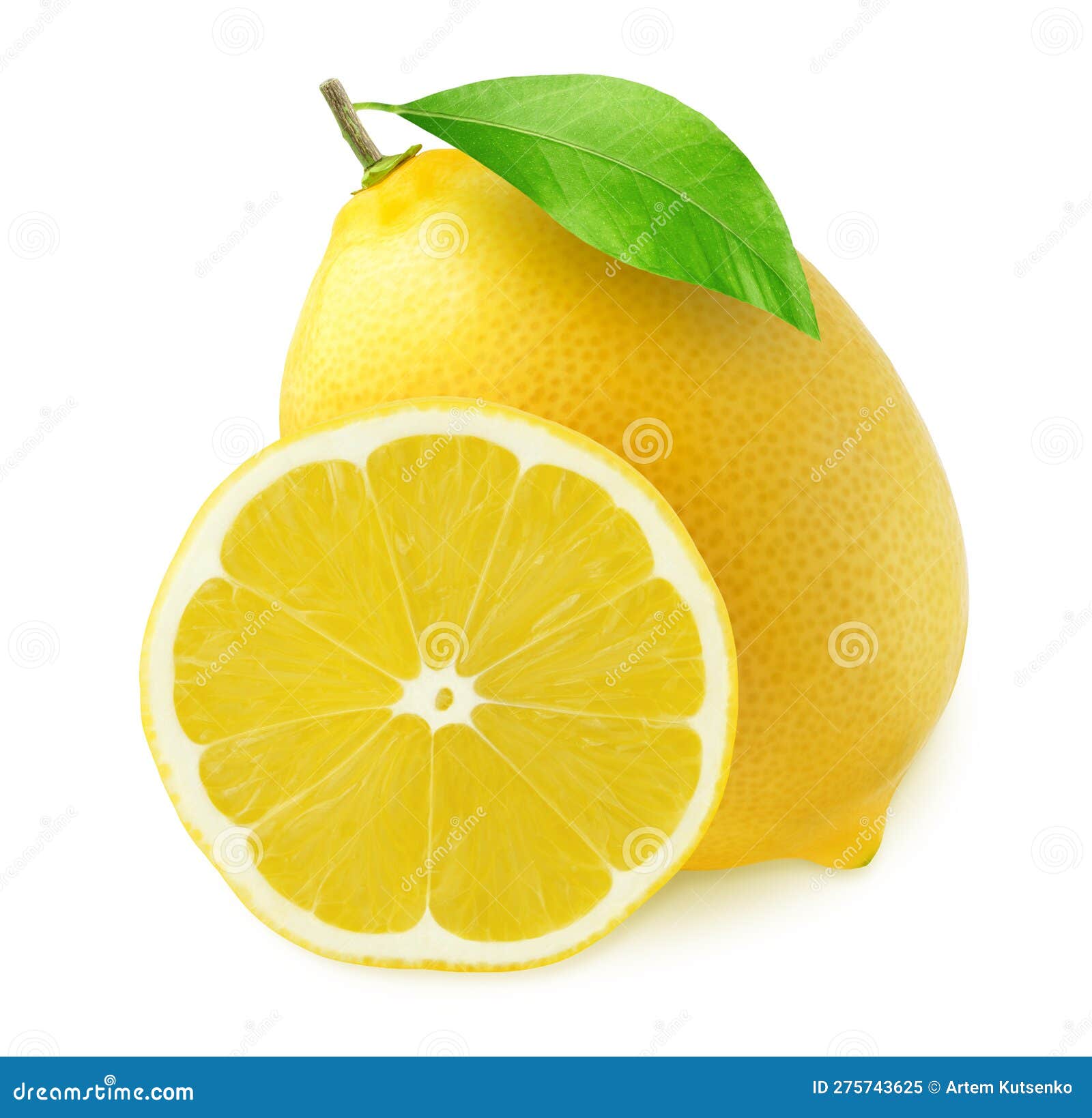 Whole Lemon and a Slice Isolated on White Stock Image - Image of ...