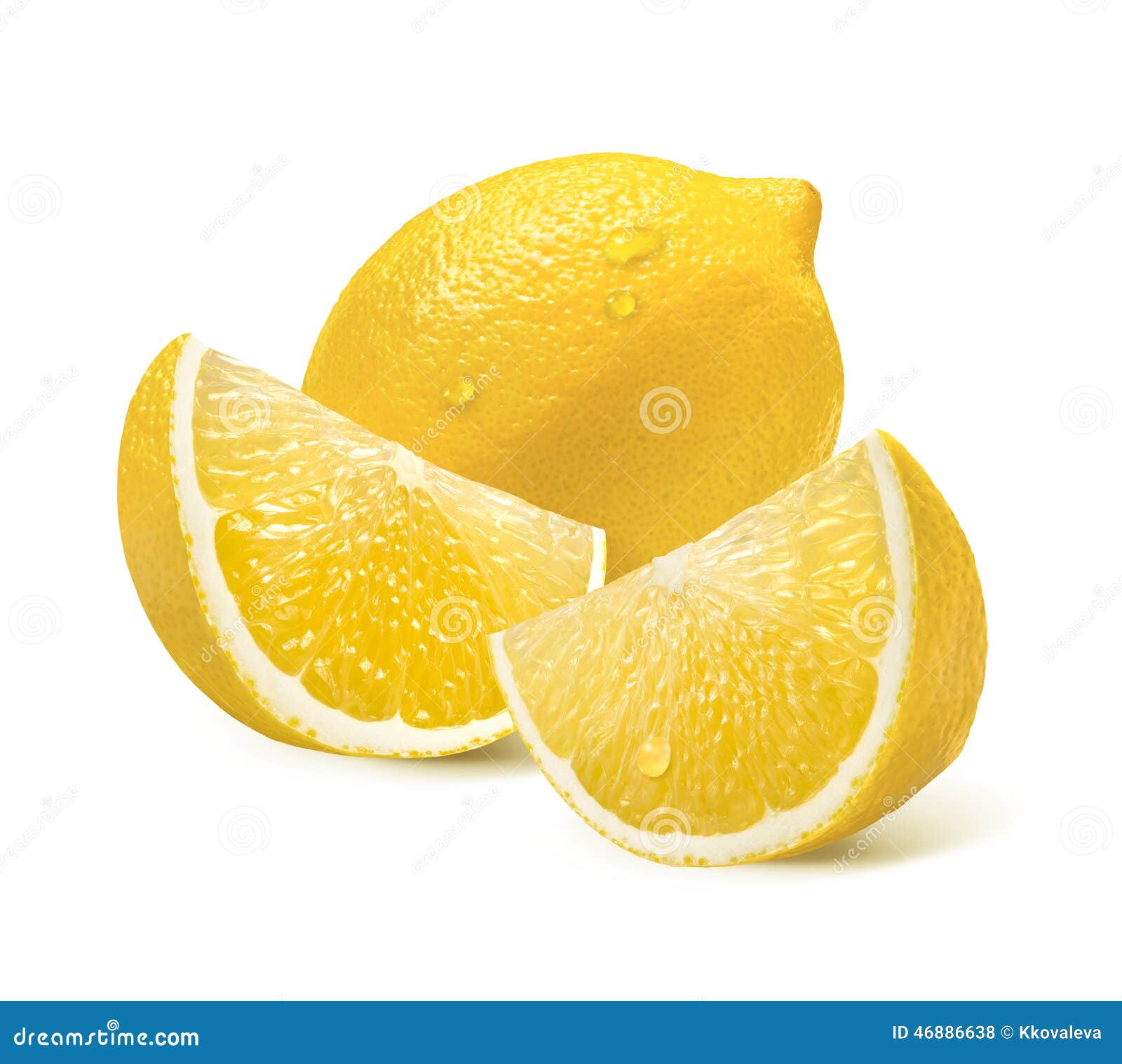 Whole Lemon and Two Quarter Slices Isolated on White Stock Photo ...