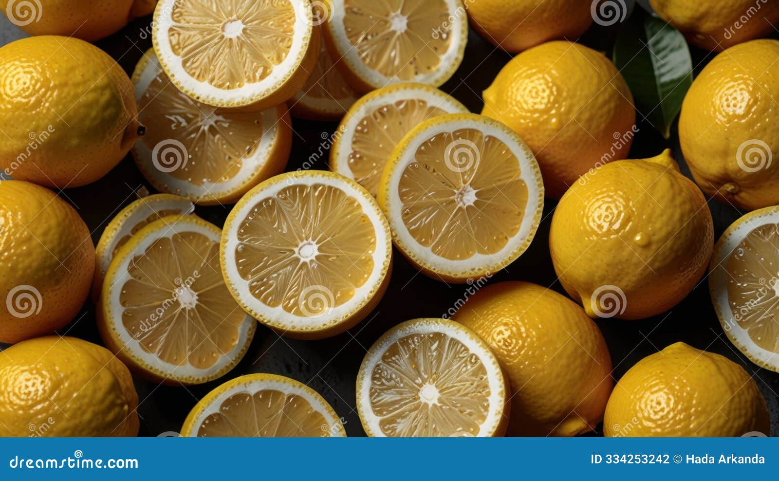 Whole Lemons and Sliced Lemon Halves Arranged on a Bright Surface Stock ...