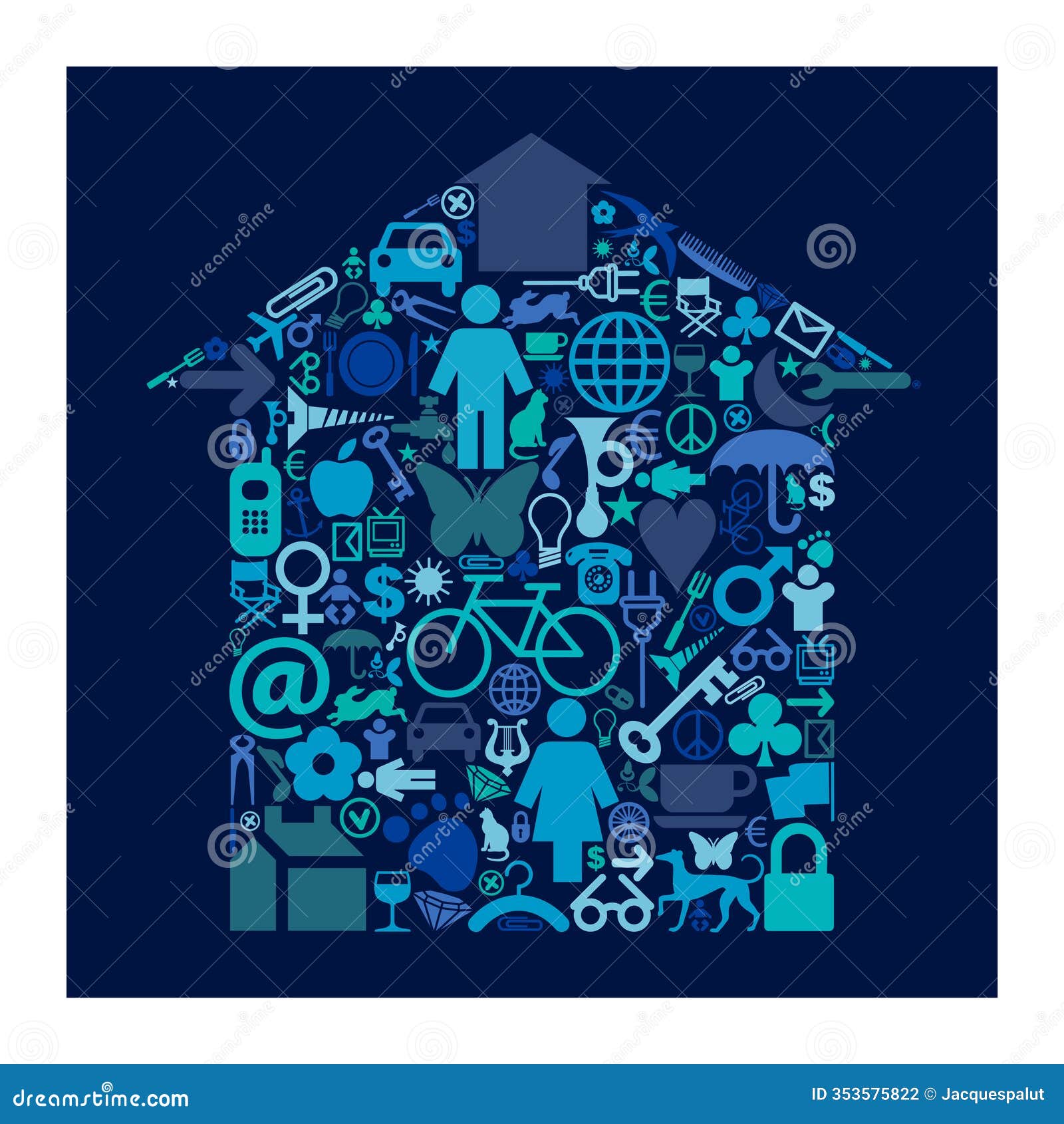 The Whole Life in Home Icon Stock Illustration - Illustration of people ...