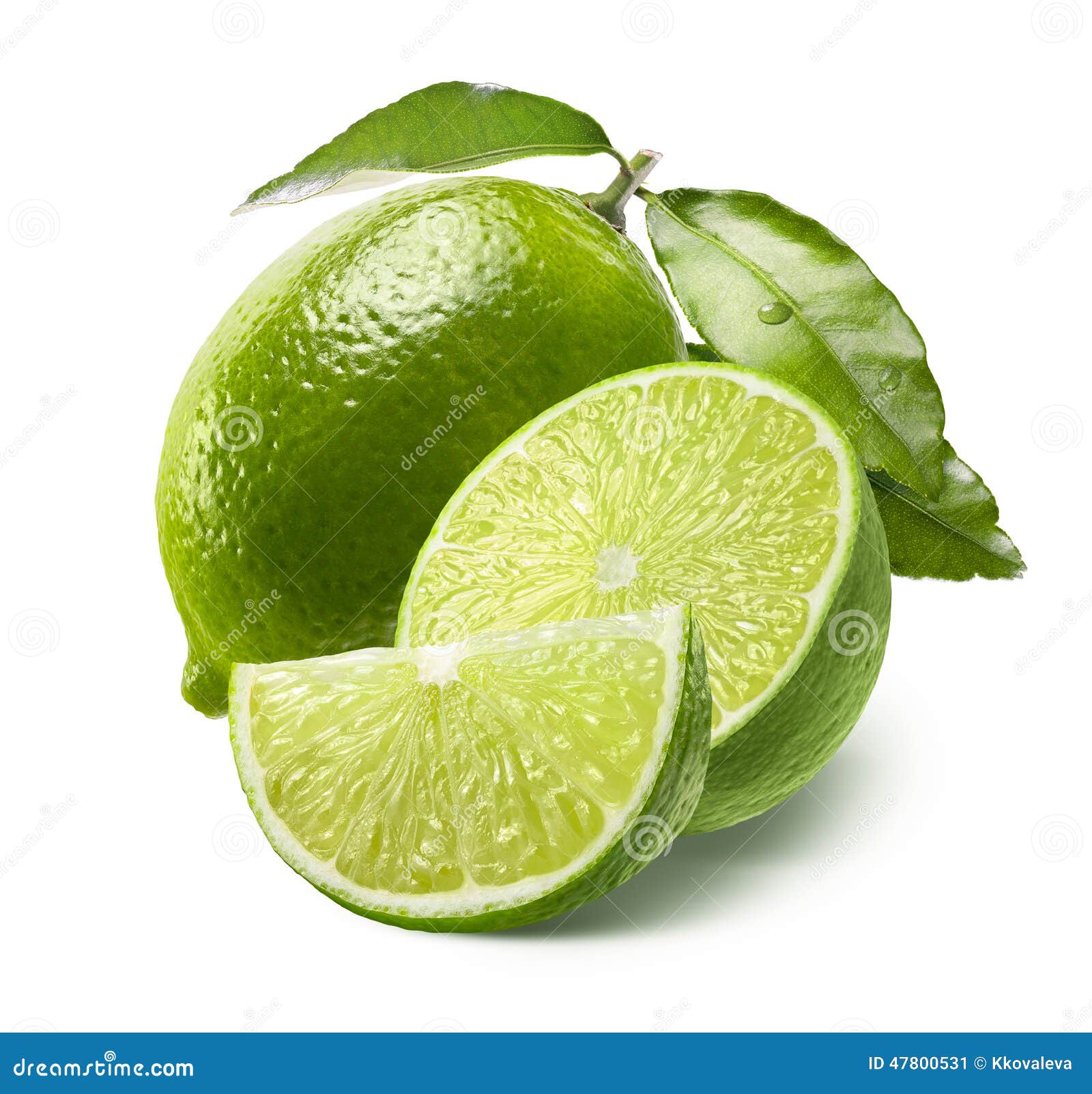 Whole Lime, Half and Quarter Slice Isolated on White Stock Image ...
