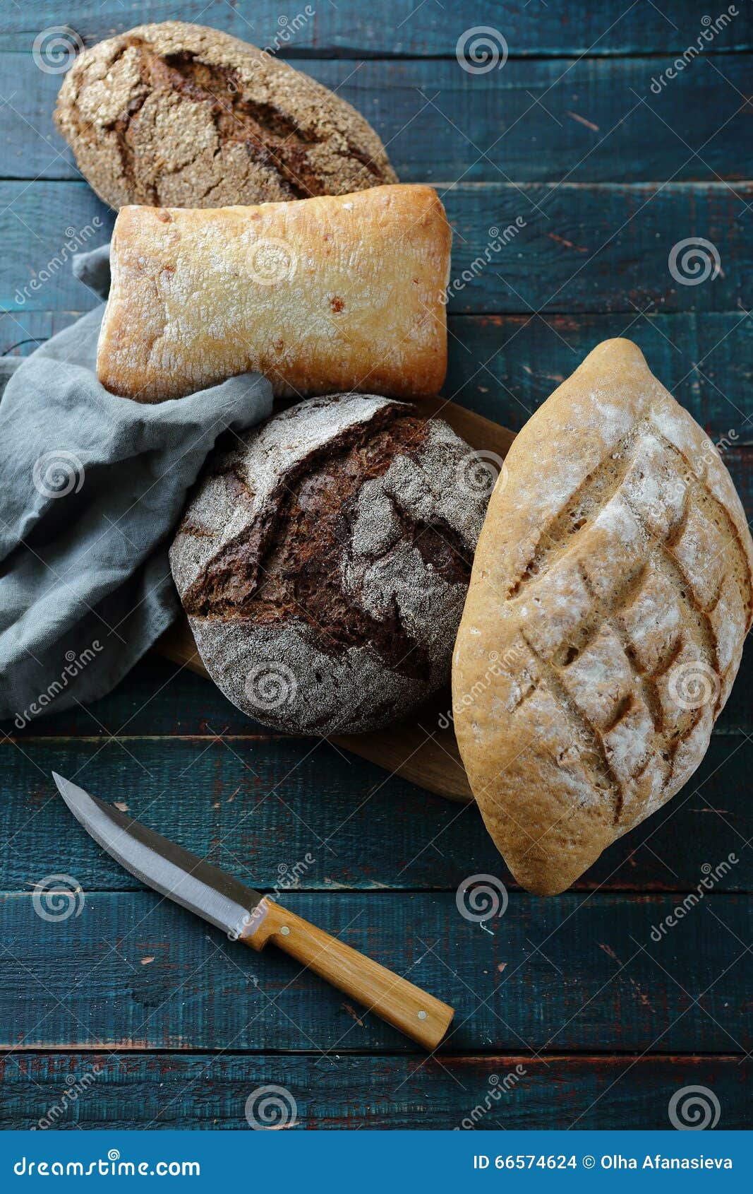 Whole Loaf Breads on Boards Stock Photo - Image of rustic, kitchen ...