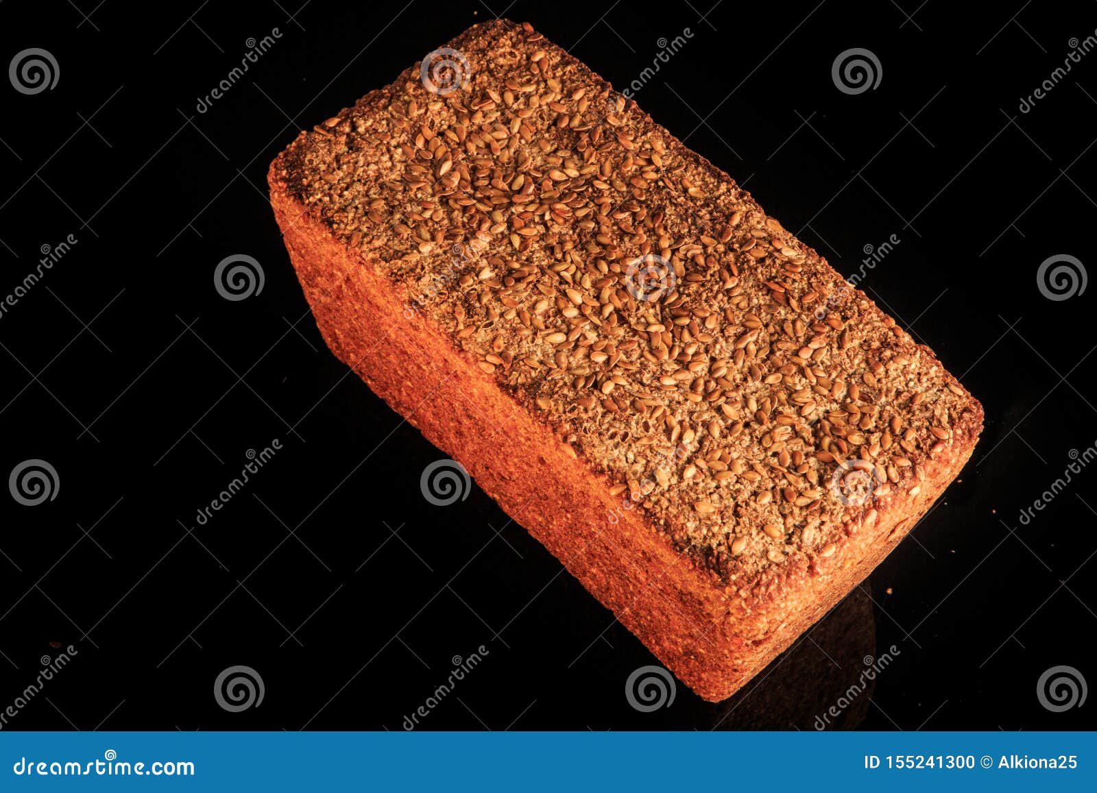 Whole Loaf of Rectangular Rye Bread with Sesame Seeds Stock Photo ...