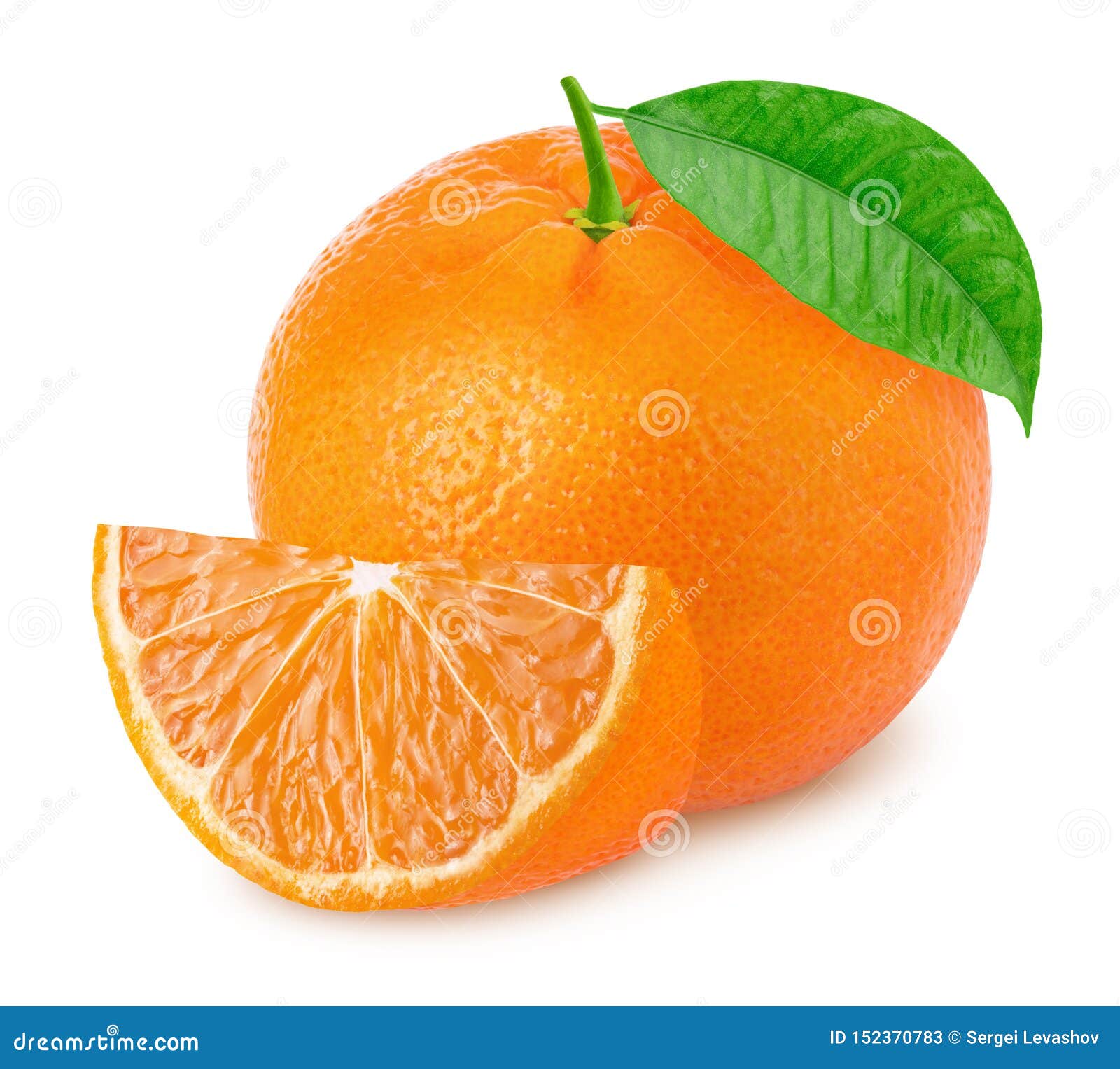 Whole Mandarin with Slice Isolated on White Background. Stock Image ...