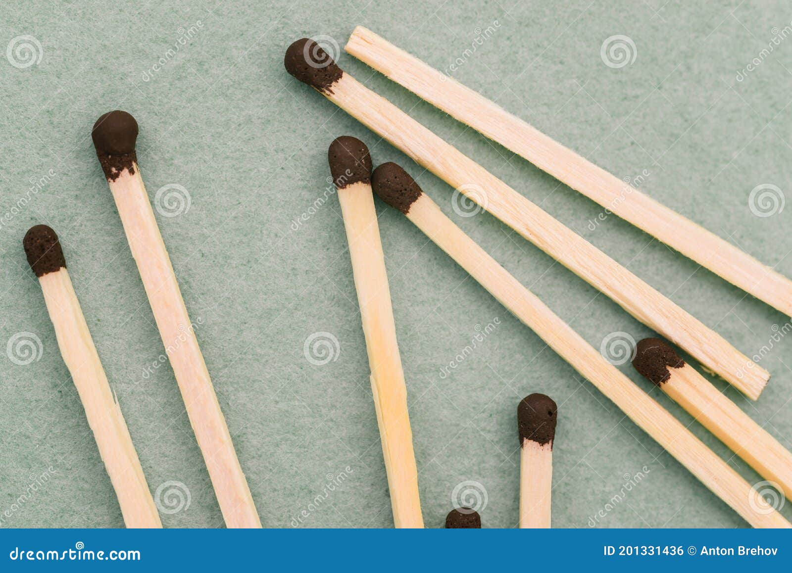 Whole Matches Close-up on a Green Background. Top View, Flat Lay Stock ...