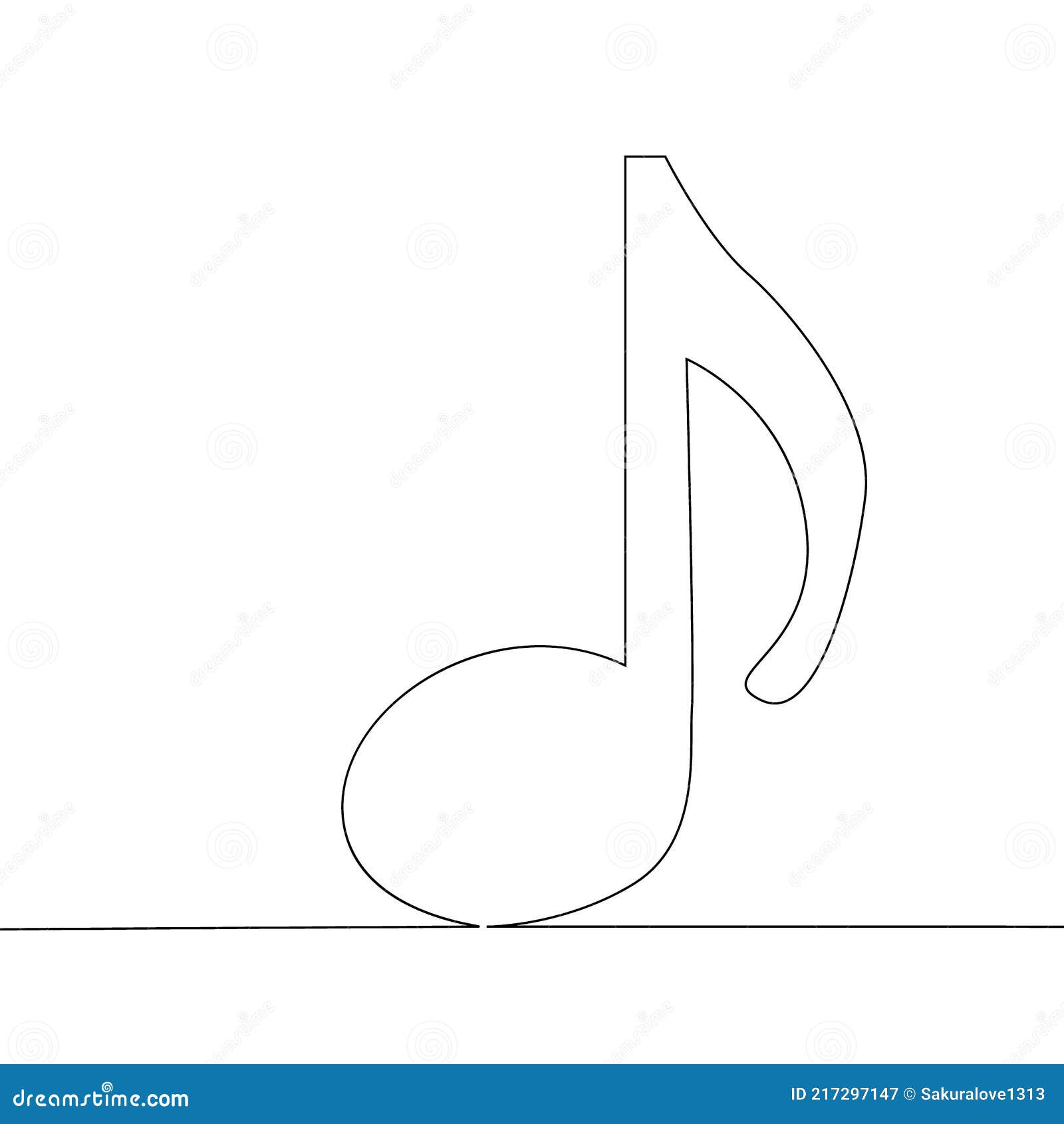 Whole Note Illustration with Single One Continuous Line Art Drawing ...