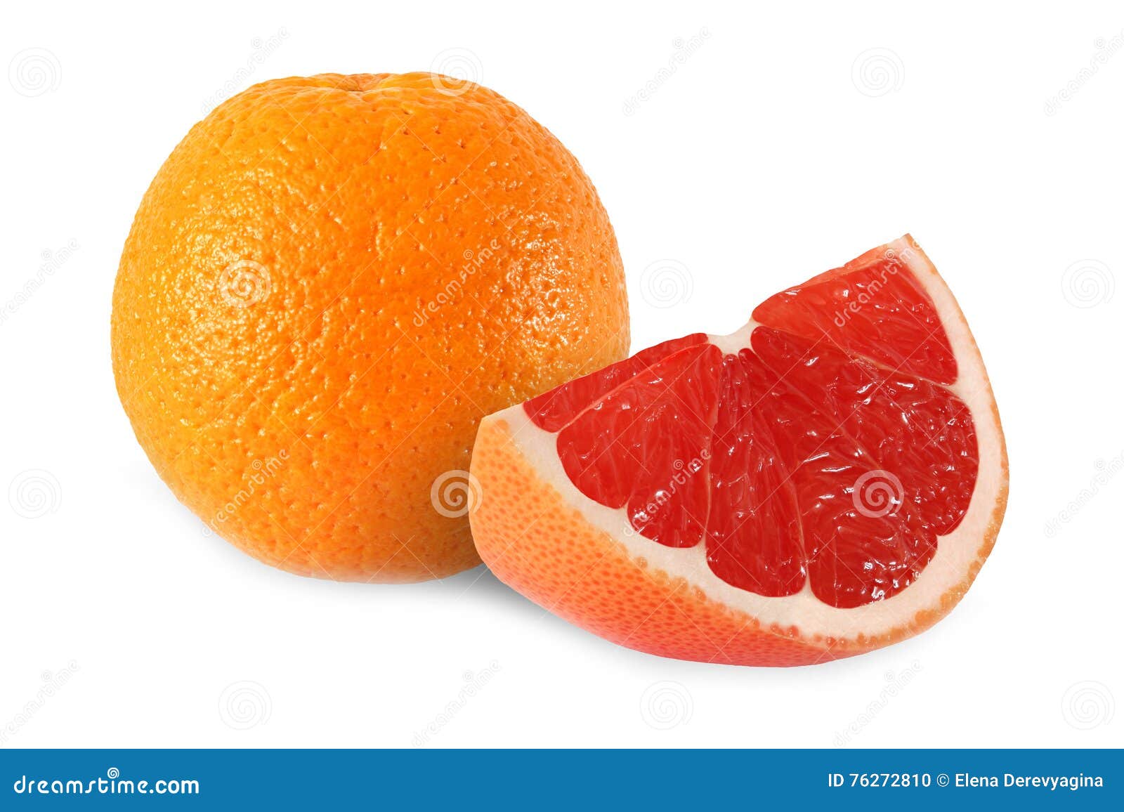 Whole Orange and Cut Grapefruit Isolated Stock Photo - Image of juice ...