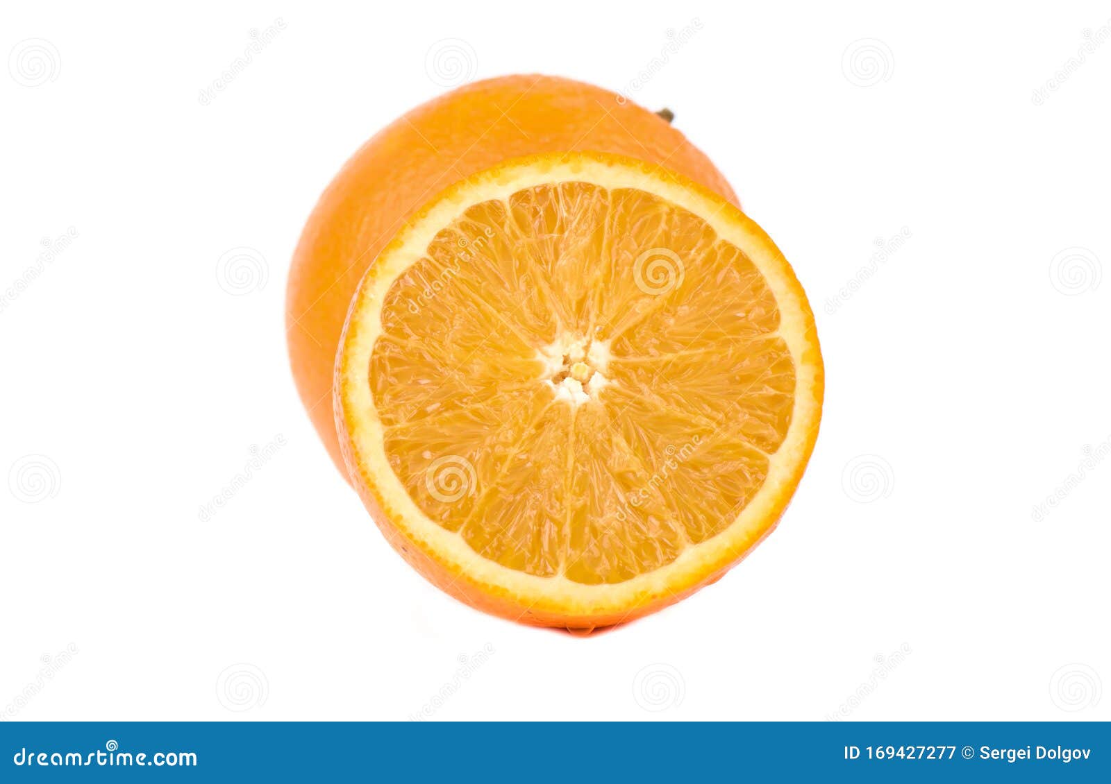 Whole Orange Fruit and Its Segment Isolated on White Background. Stock ...