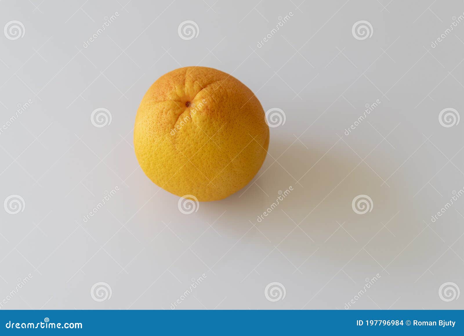 Whole Orange Isolated on White Background Makes a Shadow. Flatlay Photo ...
