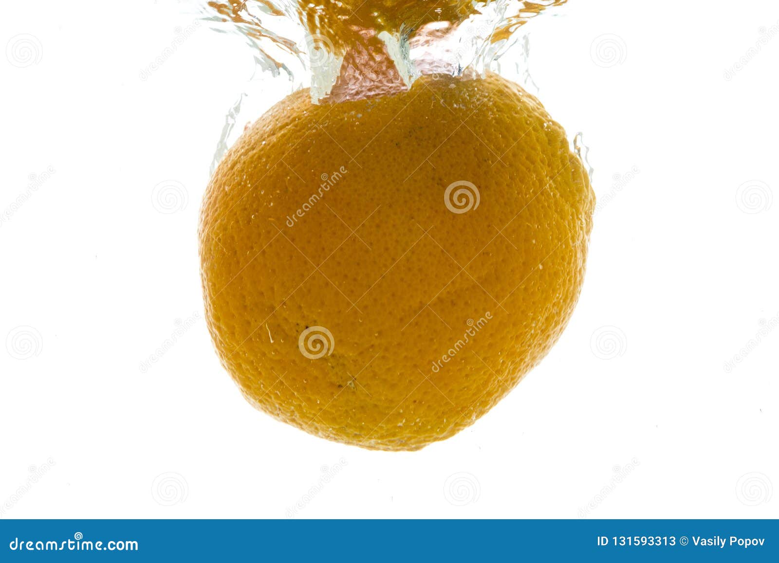 A Whole Orange Thrown into the Water. View from Under the Water Stock ...