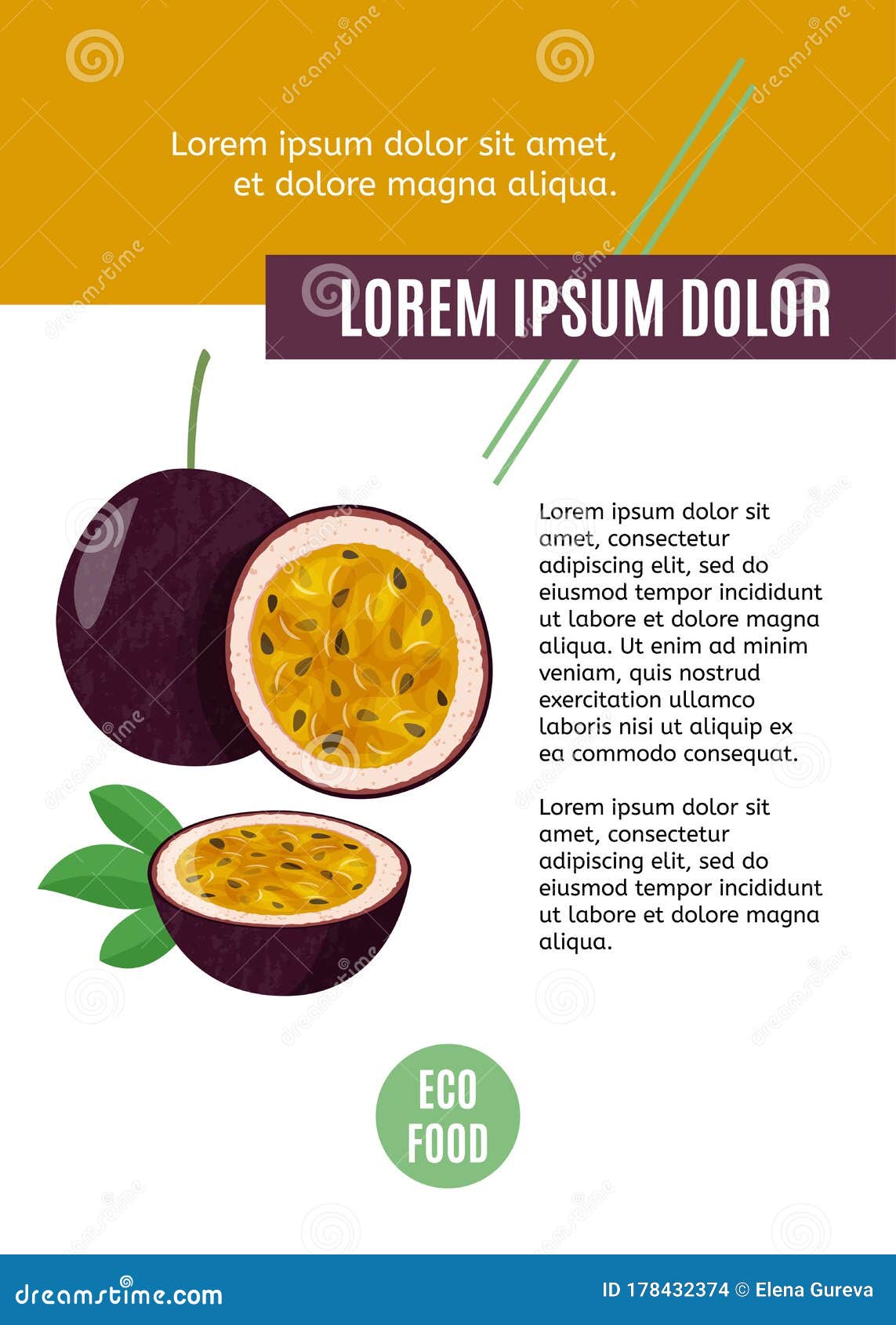 Whole Passion Fruit with Slice Isolated. Fresh Fruit Vector Poster. Design Template for Food ...