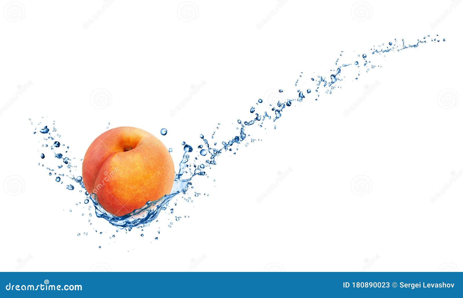 Whole Peach in Water Splash with Full Depth of Field Isolated on White ...