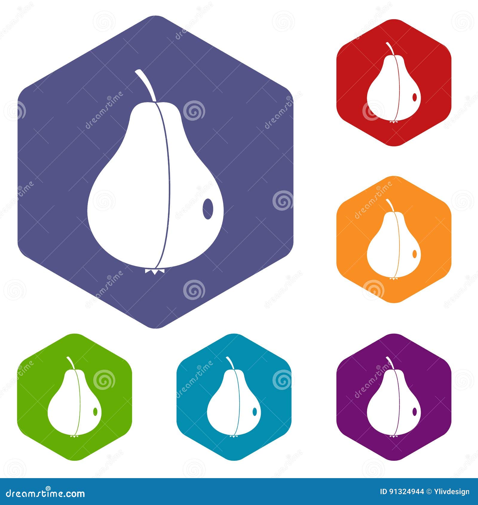 Whole Pear Icons Set Hexagon Stock Vector - Illustration of health ...