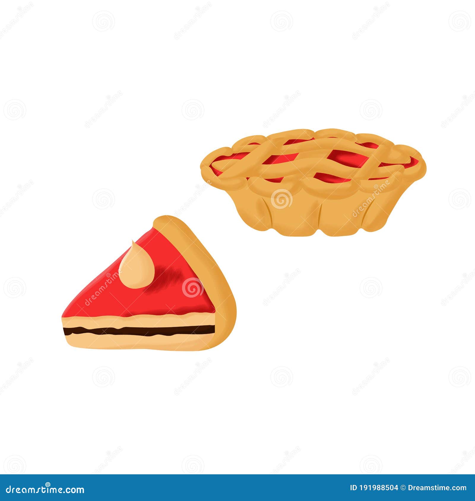 Whole Pie and Pie Slice. Vector Cartoon Illustrations Stock Vector ...