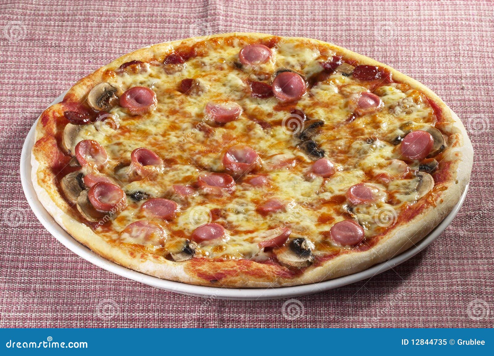 Whole pizza stock image. Image of food, unhealthy, crunchy - 12844735