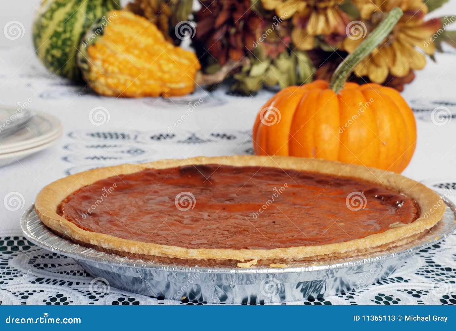 Whole pumpkin pie stock image. Image of baked, flowers - 11365113