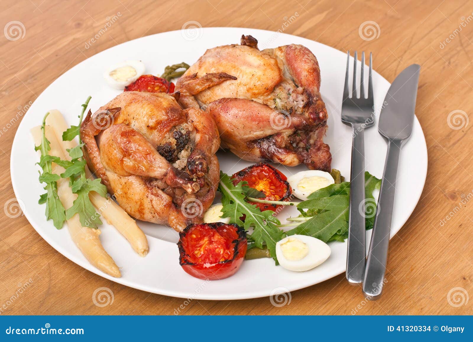 Whole Quails with Vegetables Stock Photo - Image of meal, grill: 41320334