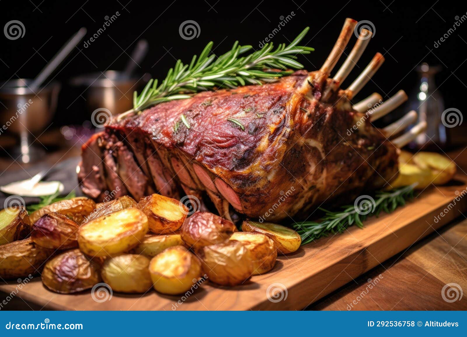 Whole Rack of Lamb with a Thick Garlic and Rosemary Paste Stock Photo ...