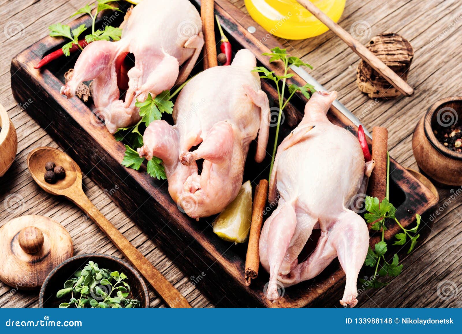 Whole raw quail stock photo. Image of ingredient, poultry - 133988148