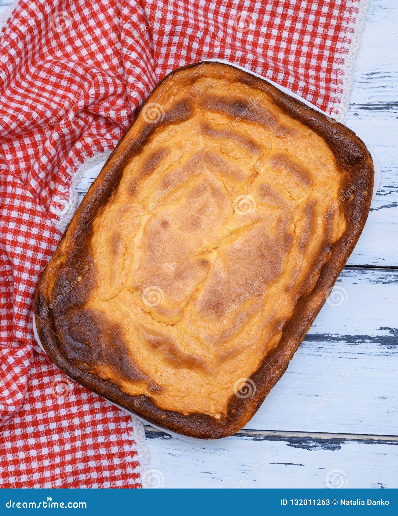 Whole Rectangular Pie of Cottage Cheese and Pumpkin Stock Image - Image ...