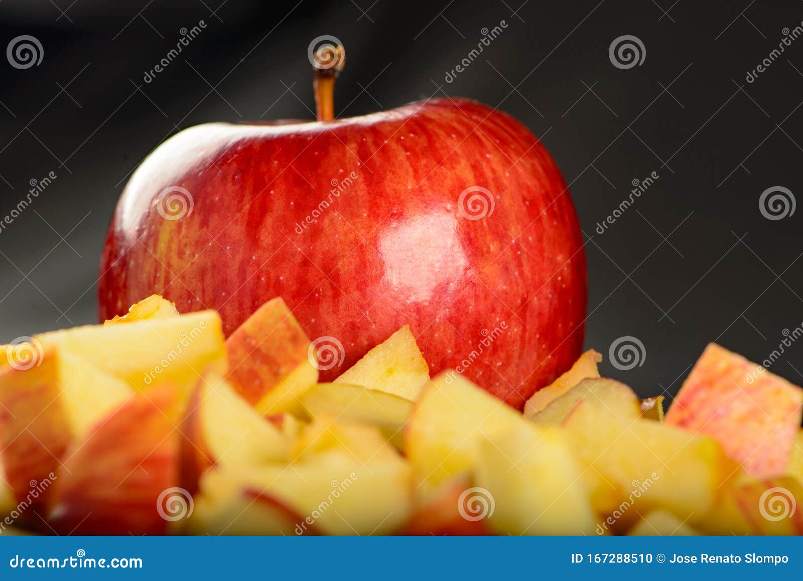 Whole Red Apple with Small Pieces Stock Photo - Image of ripe ...