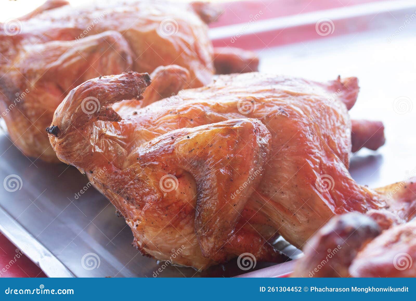 Whole Roasted Chicken is Placed in a Tray Stock Photo - Image of ...