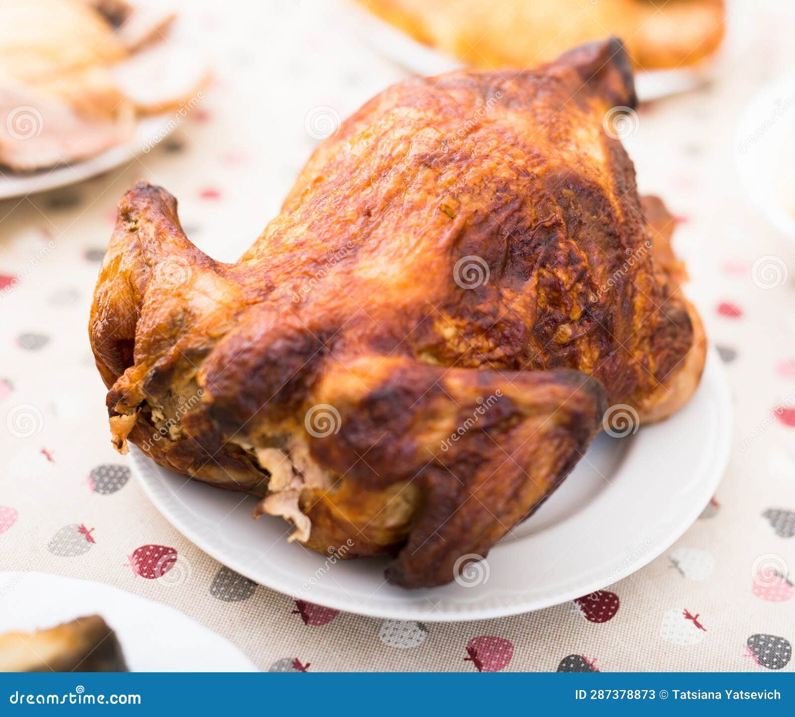 Whole Roasted Chicken on a Plate Stock Image - Image of cooking, roast ...