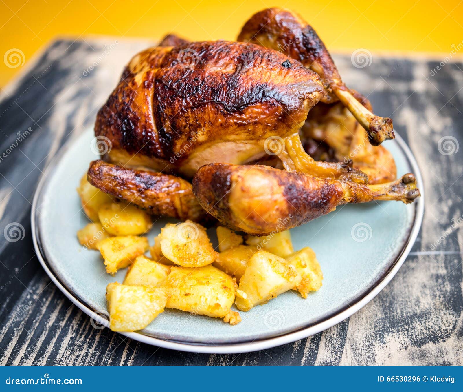 Whole roasted chicken stock photo. Image of crackling - 66530296