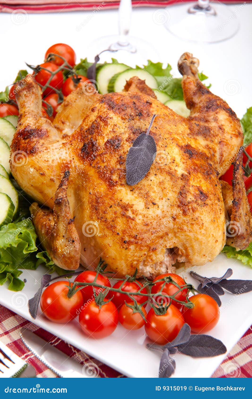 Whole Roasted Chicken on Table Stock Image - Image of golden, food: 9315019