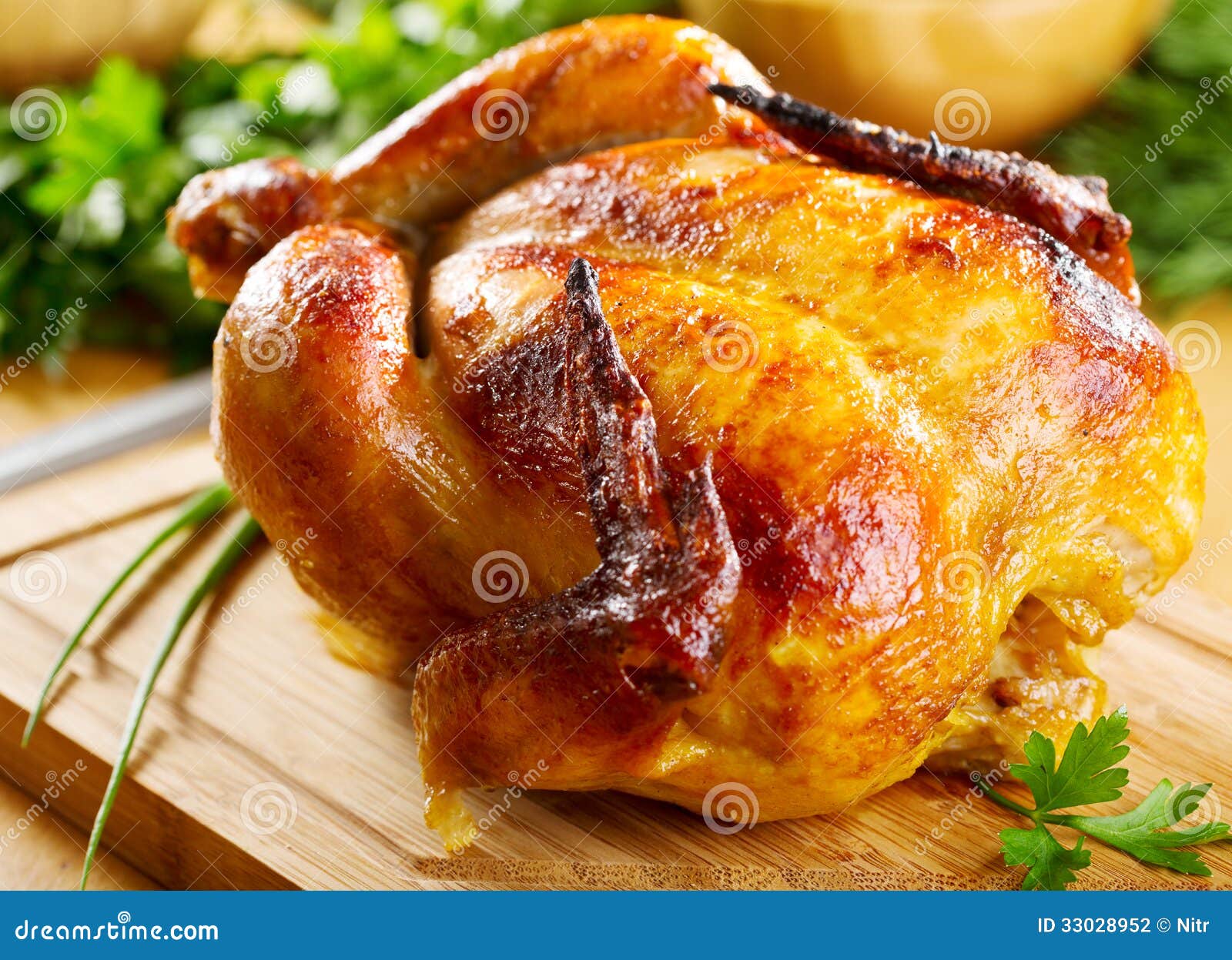 Whole roasted chicken stock photo. Image of skin, rustic - 33028952