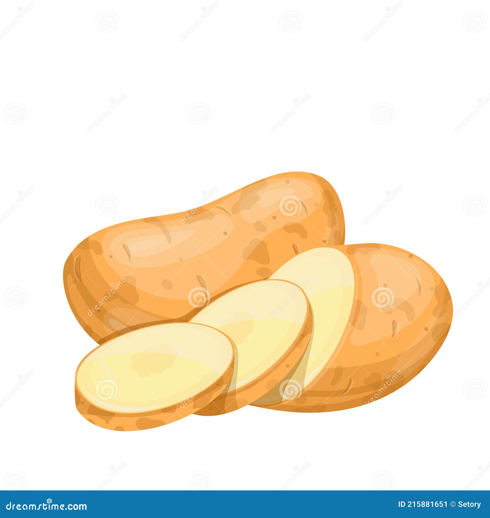 Whole Root Crops and Sliced Pieces of Potato Stock Vector ...