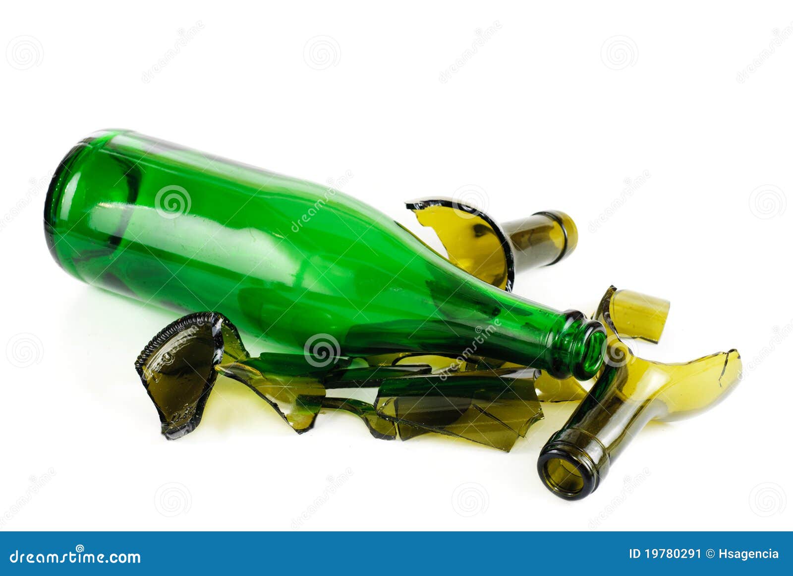 Whole and Shattered Green Bottle Stock Image - Image of edge, bottle ...