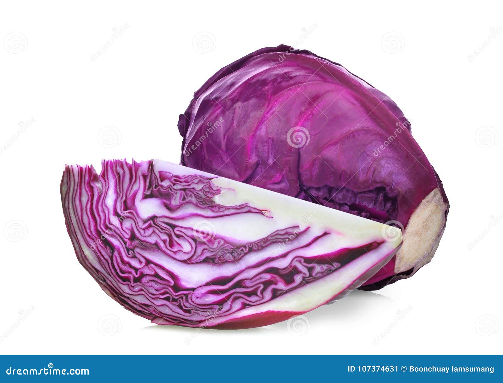 Whole and Slice Red Cabbage Vegetable Isolated on White Stock Image ...