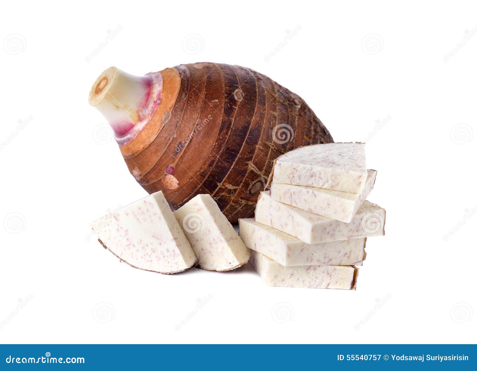 Whole and Sliced Fresh Taro on White Stock Image - Image of healthy ...
